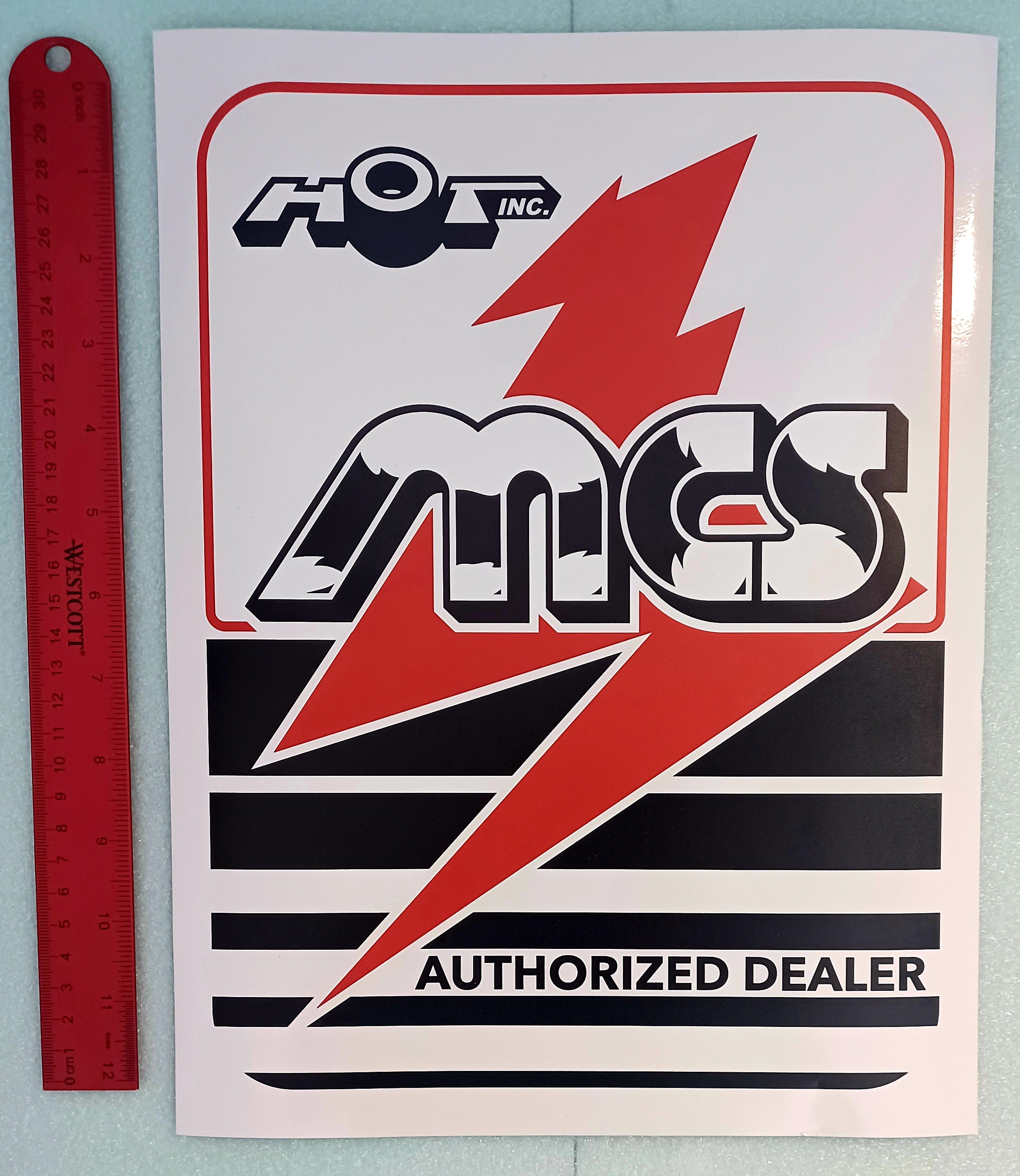 MCS VINTAGE LOGO "AUTHORIZED DEALER" VINYL DECAL BLACK/RED/WHITE – MCS BMX