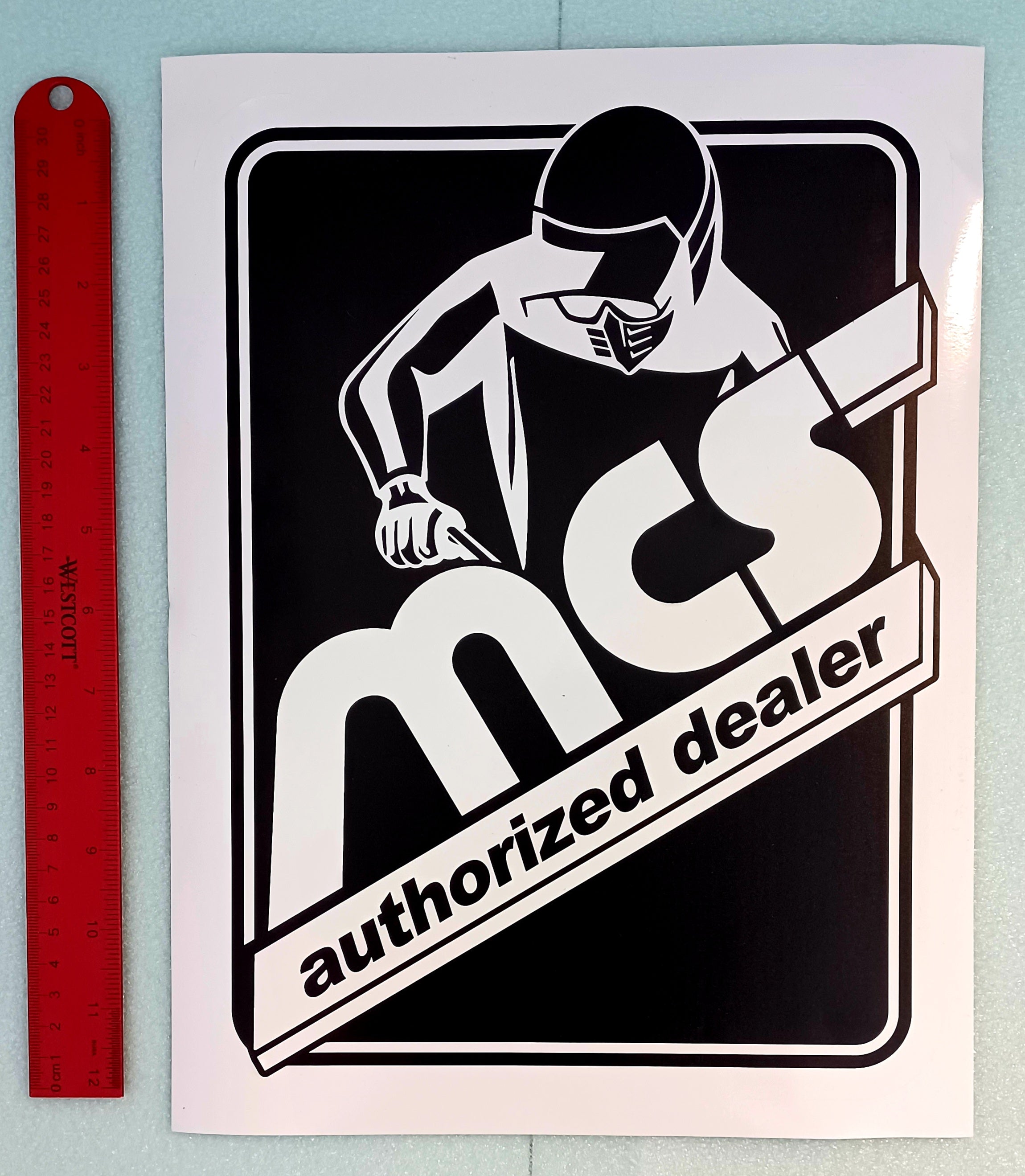 MCS VINTAGE RIDER "AUTHORIZED DEALER" VINYL DECAL BLACK/WHITE – MCS BMX